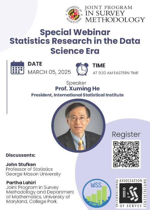 Special Webinar Statistics Research In The Data Science Era Jpsm Joint Program In Survey
